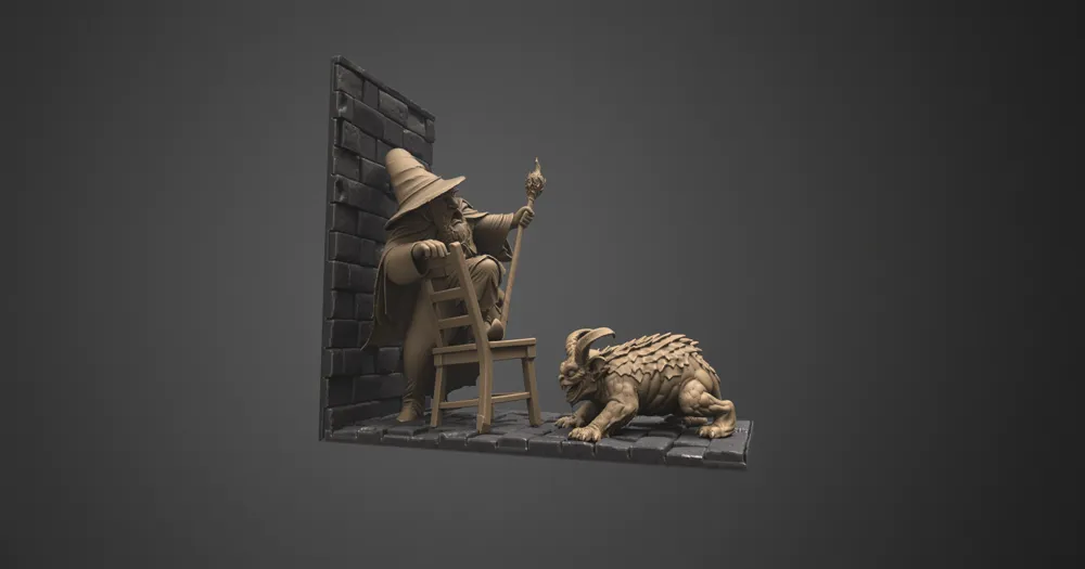 The Half-Wit Wizard (Modular Book Nook) - Free 3D Print Model - MakerWorld