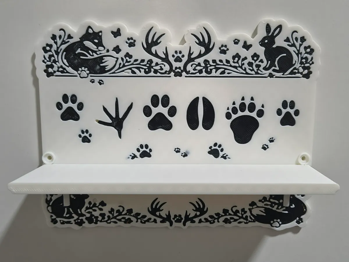 Nature Shelf with Animal Track Engraving - Free 3D Print Model - MakerWorld