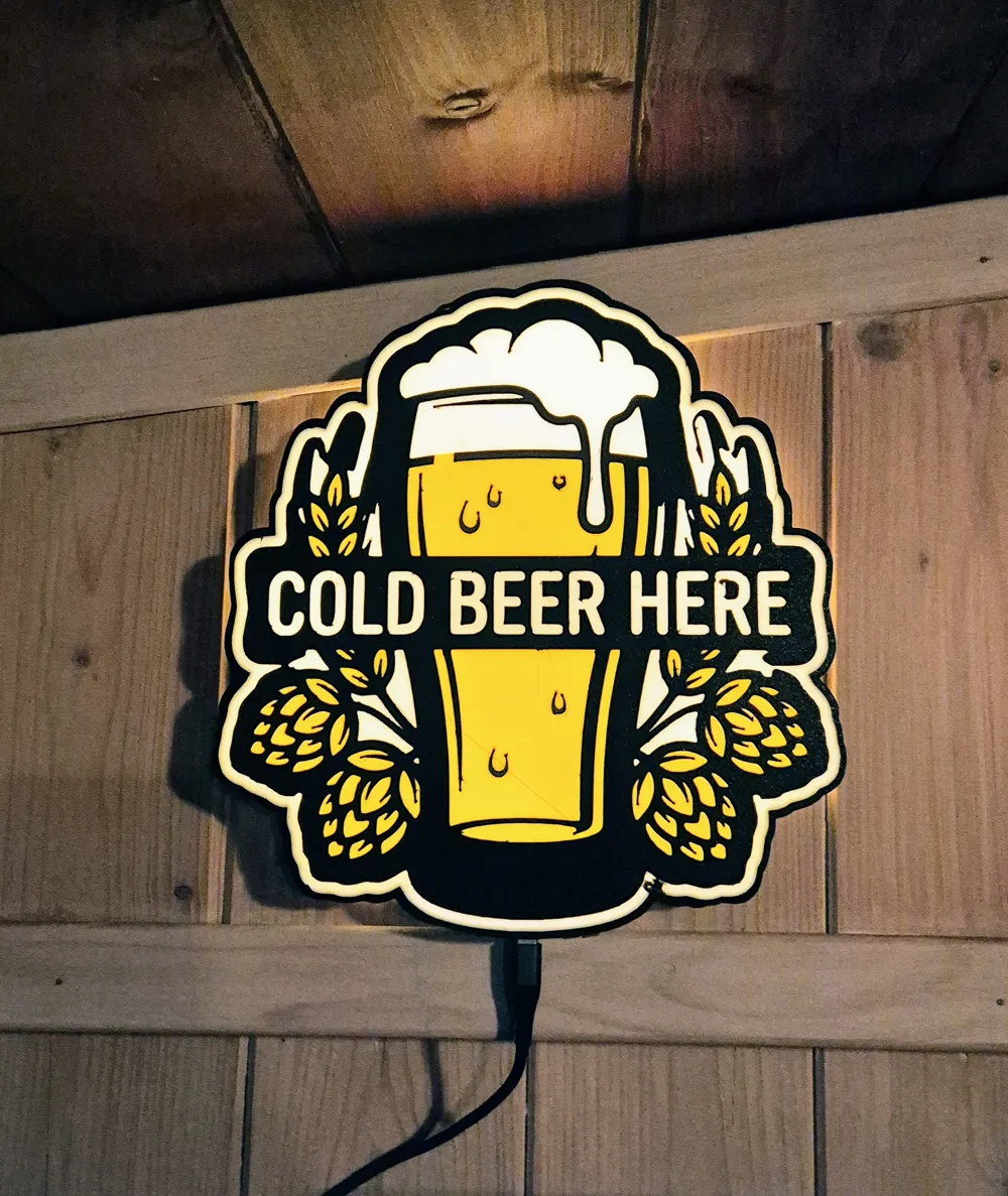 Cold Beer Here! – Beer Mug & Hops Lightbox - Free 3D Print Model ...