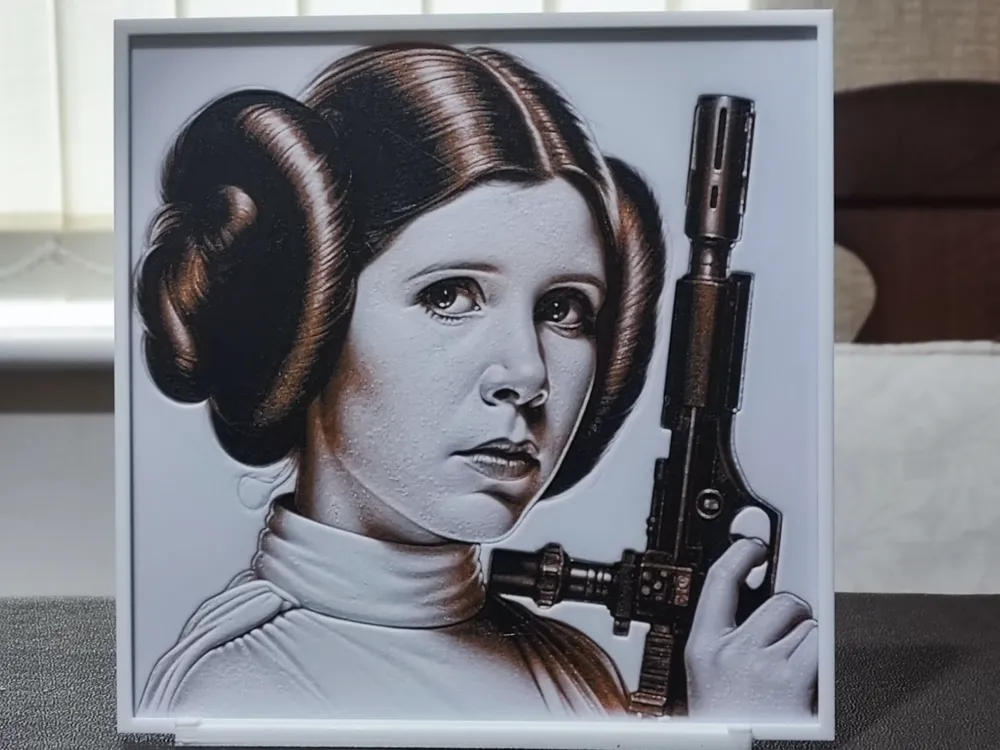 Princess Leia Organa - HueForge 3-Color by BoDad MakerWorld: Download Free 3D Models