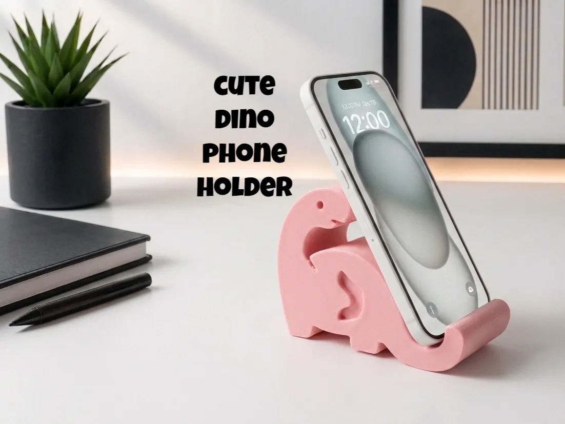 Cute Dino Phone Holder - Free 3D Print Model - MakerWorld