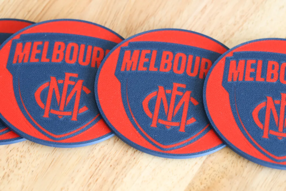 Melbourne Demons AFL Round Football Team Coaster by The 3D Print Smiths ...