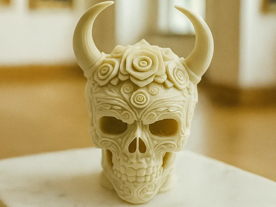 Calavera de Espina de Rosa con Cuernos - Modelo de impresión 3D ...