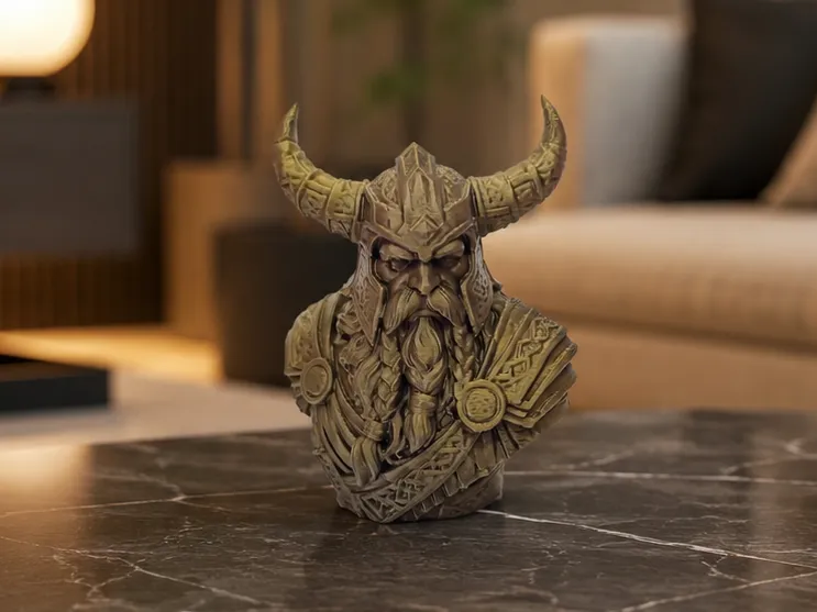 Horned Warrior "Stormbeard" as a Rune Bust - Free 3D Print Model ...