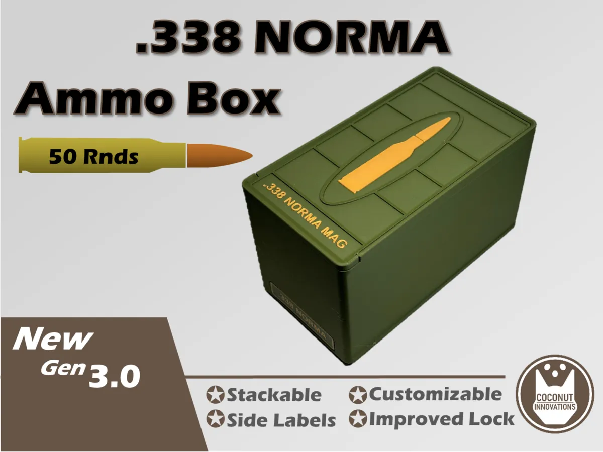 Ammo Storage Box .338 Norma Magnum - 50 Round - Free 3D Print Model ...