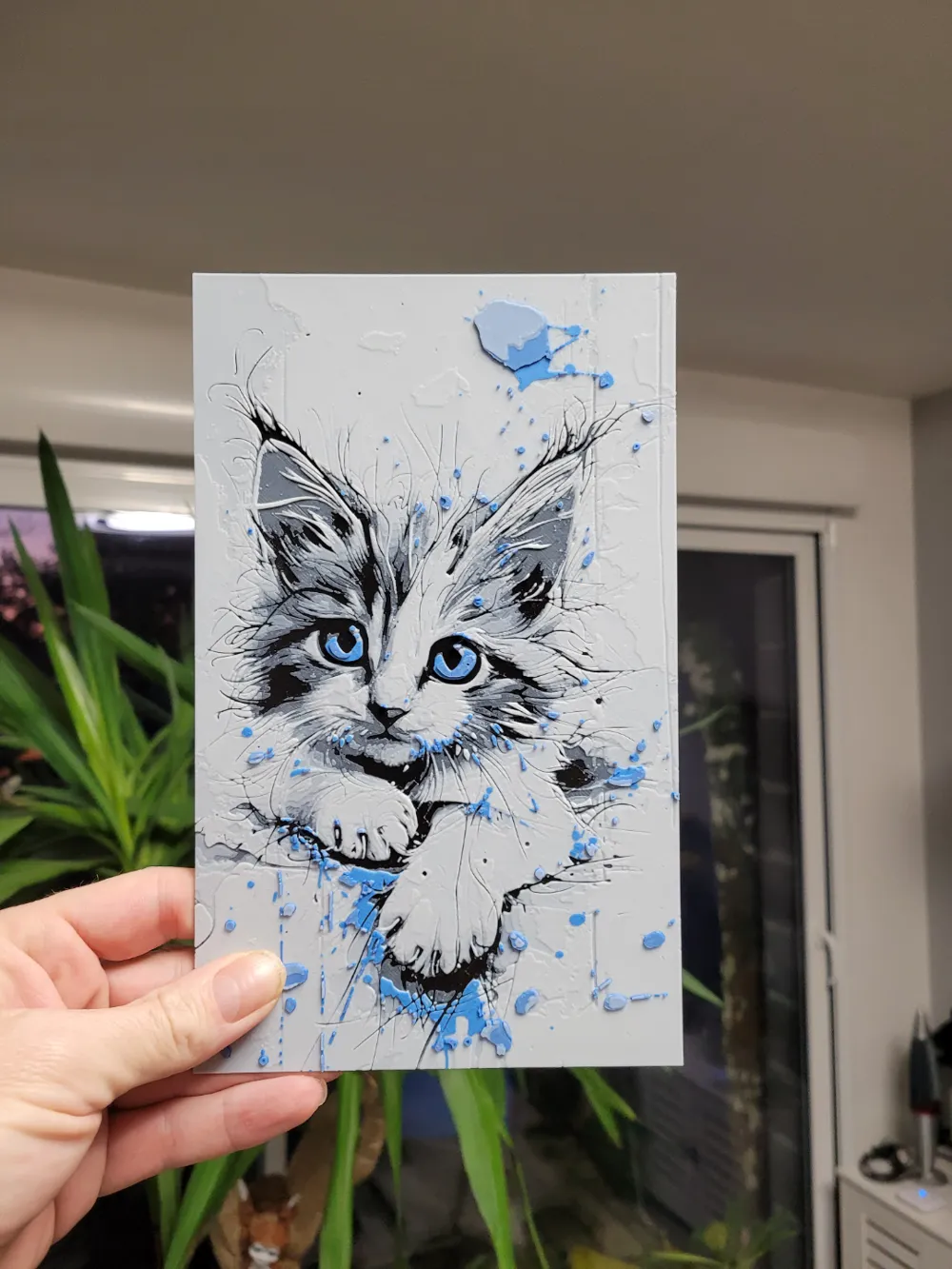 Cat Hueforge - Painter cat 3 - Kitten Blue eyes by Vincent111 - MakerWorld