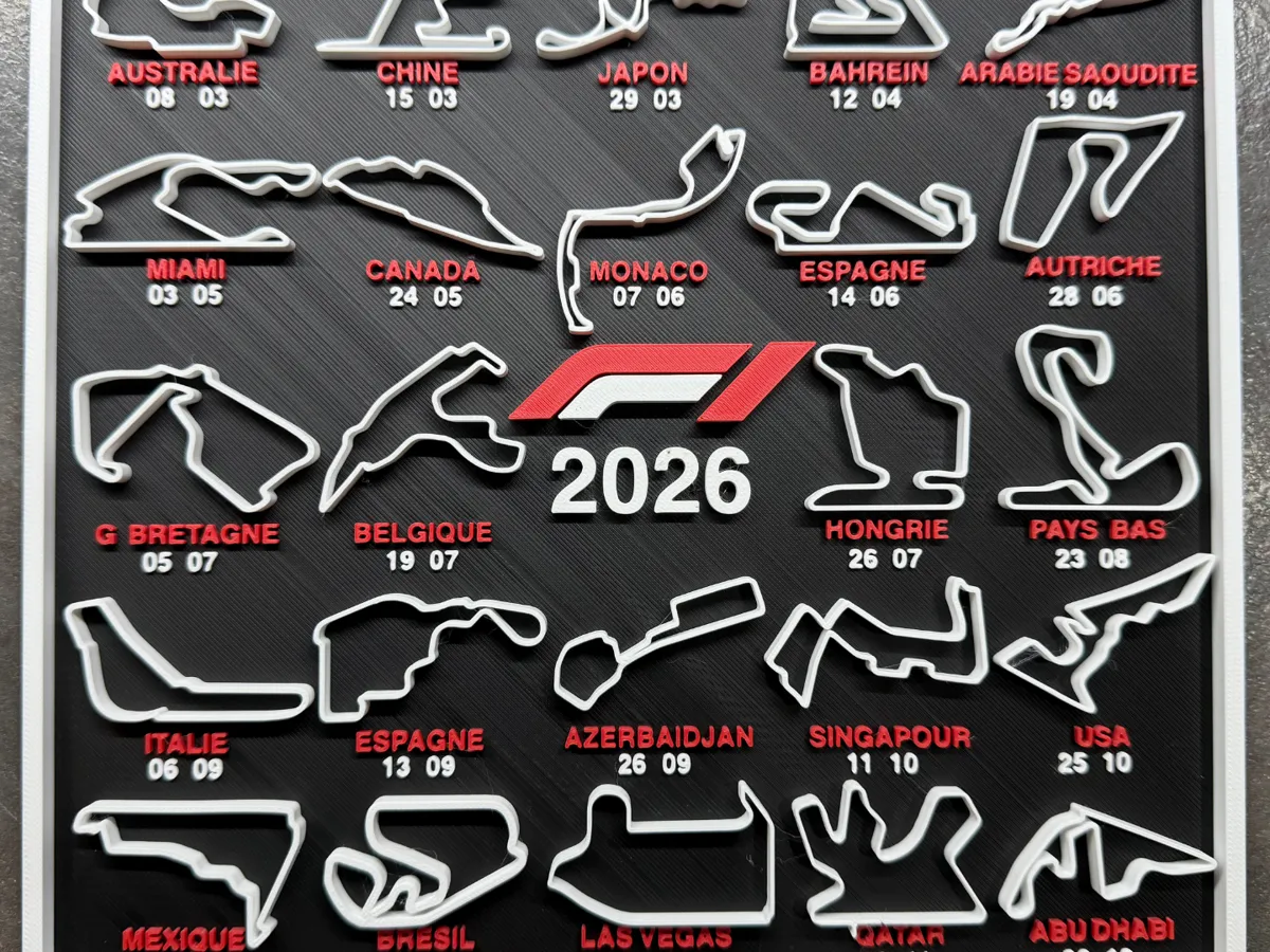 2026 Formula 1 Race Calendar - Free 3D Print Model - MakerWorld