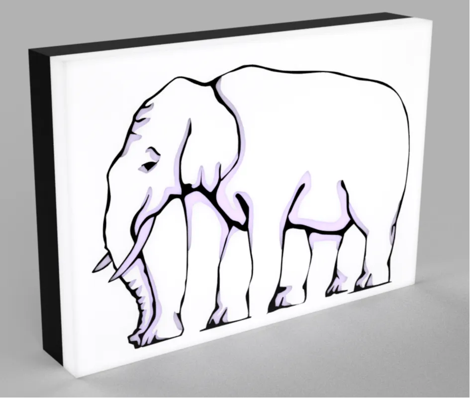 Optical Illusion - Elephant LED Lamp by BeeTee 3D - MakerWorld