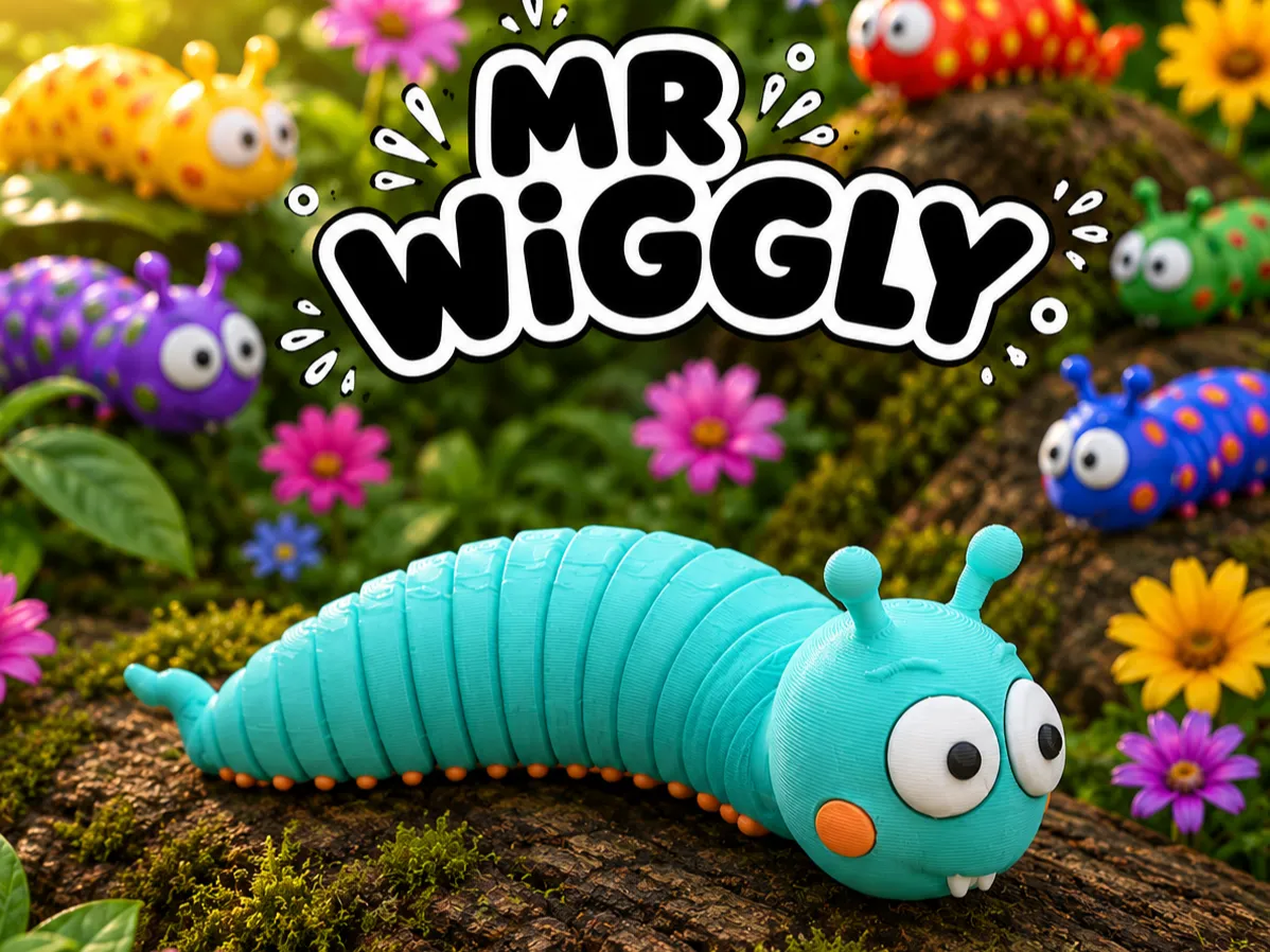 MR. WIGGLE - Articulated Flexible Caterpillar - Free 3D Print Model ...