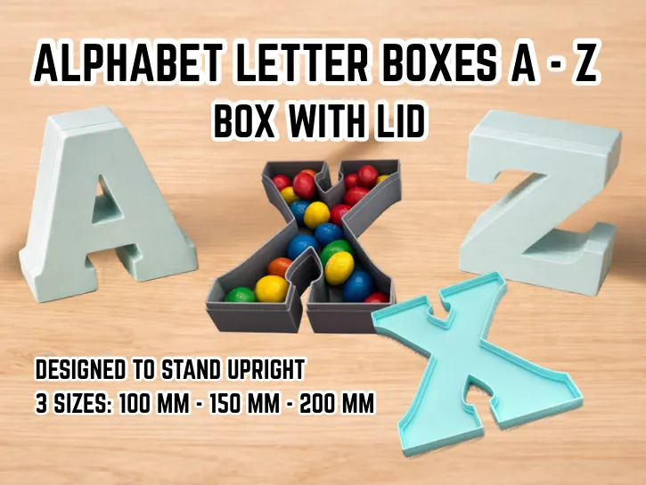 Alphabet Letter Boxes A-Z | Box With Lid - Free 3D Print Model - MakerWorld