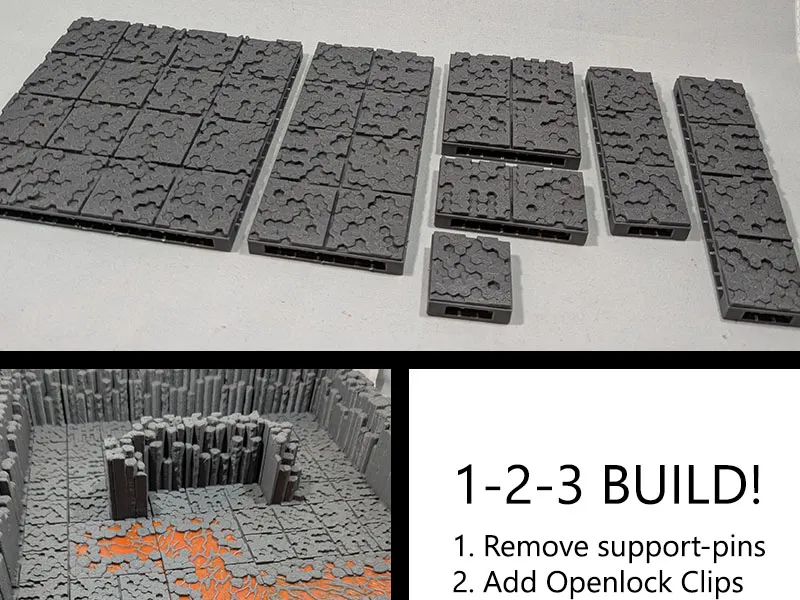Volcanic cavern tiles (OpenLOCK system) - Free 3D Print Model - MakerWorld