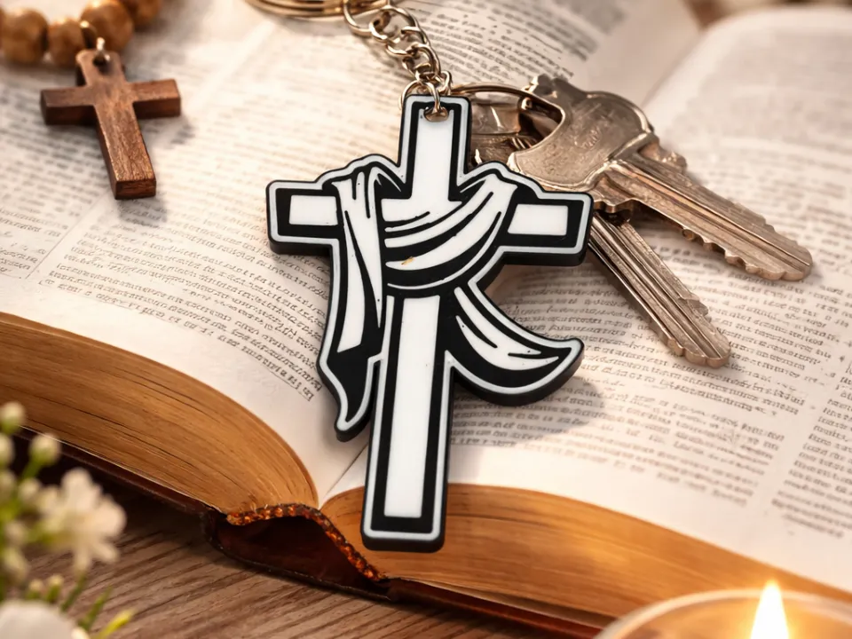 elegant cross keychain - Free 3D Print Model - MakerWorld