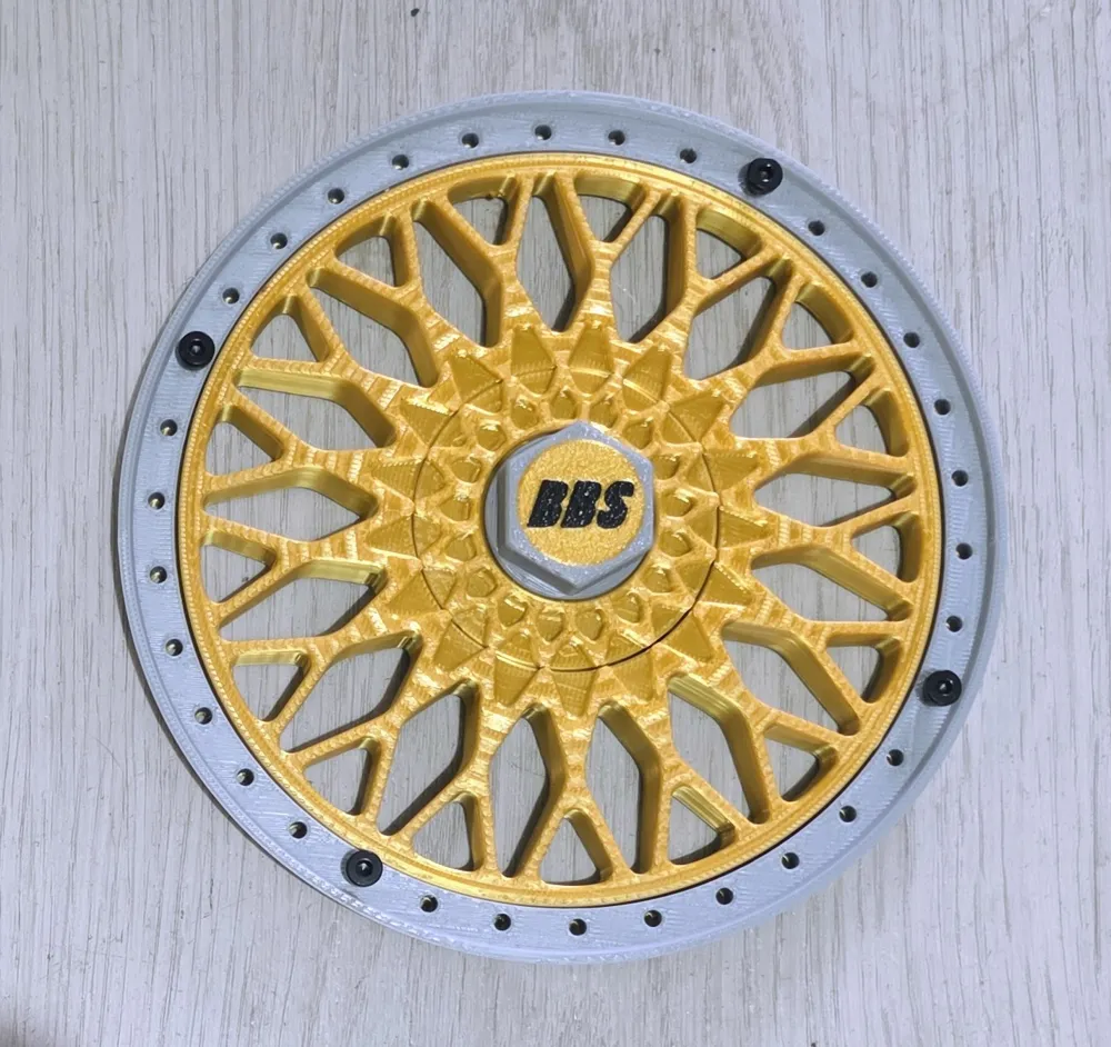 BBS RS gold cross-spoke wheellie bin wheel trim - Free 3D Print Model ...