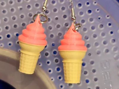 Sugar Cone Ice Cream Earrings by Ibaviosa Baubles MakerWorld: Download Free 3D Models
