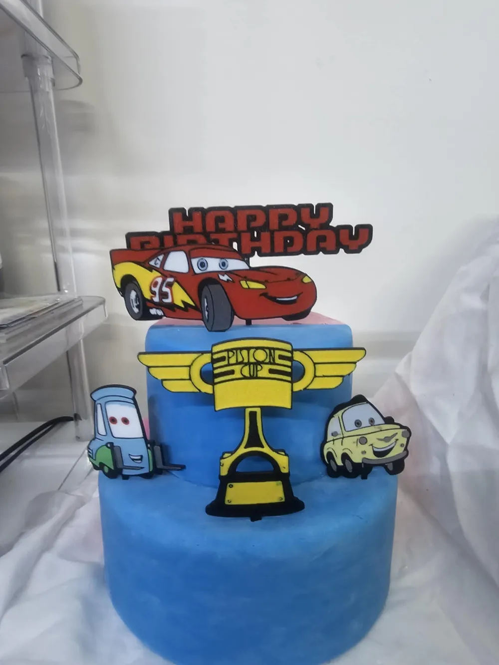 red Chevy Happy Bday Cake topper 5 parts - Free 3D Print Model - MakerWorld