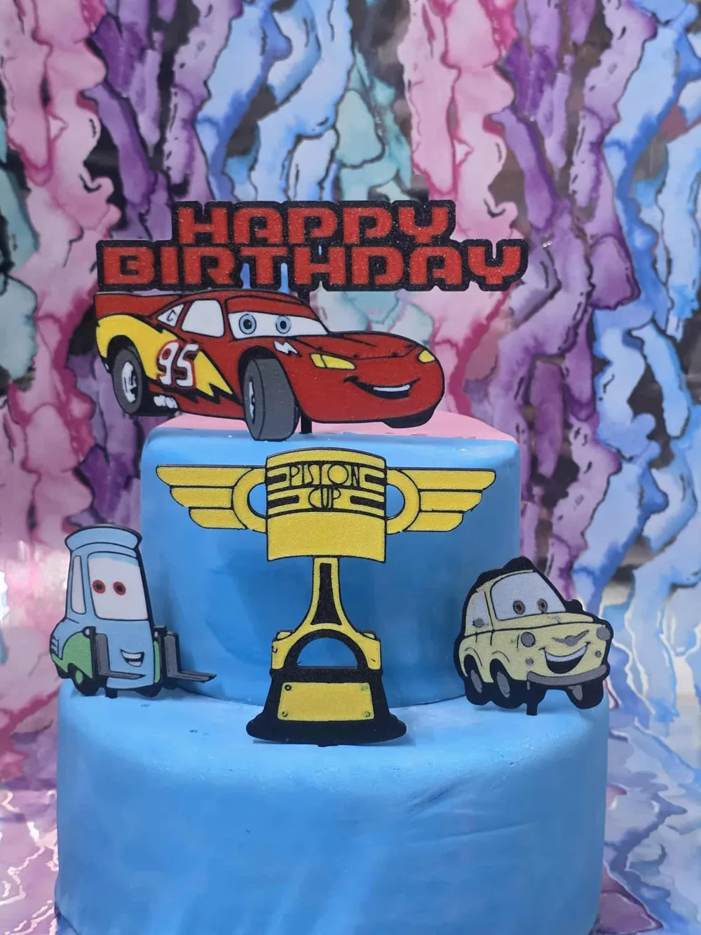 red Chevy Happy Bday Cake topper 5 parts - Free 3D Print Model - MakerWorld