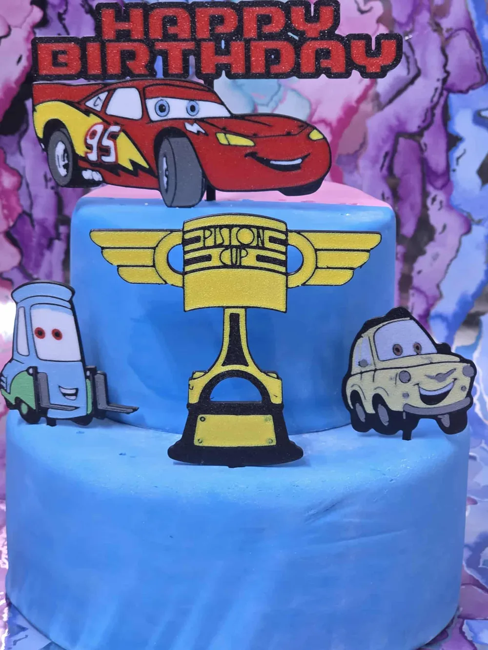 red Chevy Happy Bday Cake topper 5 parts - Free 3D Print Model - MakerWorld
