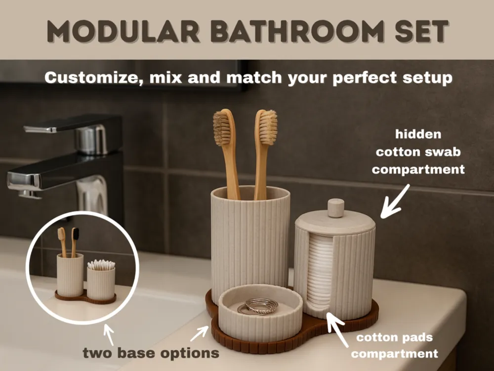 Modular Bathroom Set: toothbrush holder and more - Free 3D Print Model ...