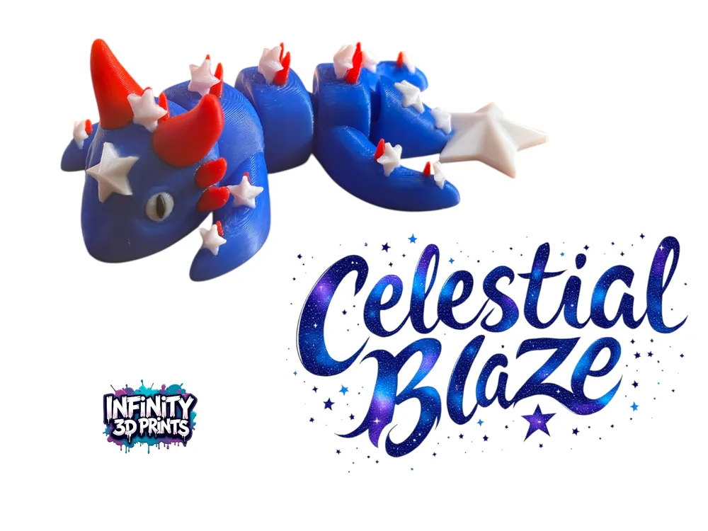 CELESTIAL BLAZE DRAGON - THE 4th OF JULY DRAGON by INFINITY 3D PRINTS MakerWorld: Download Free ...
