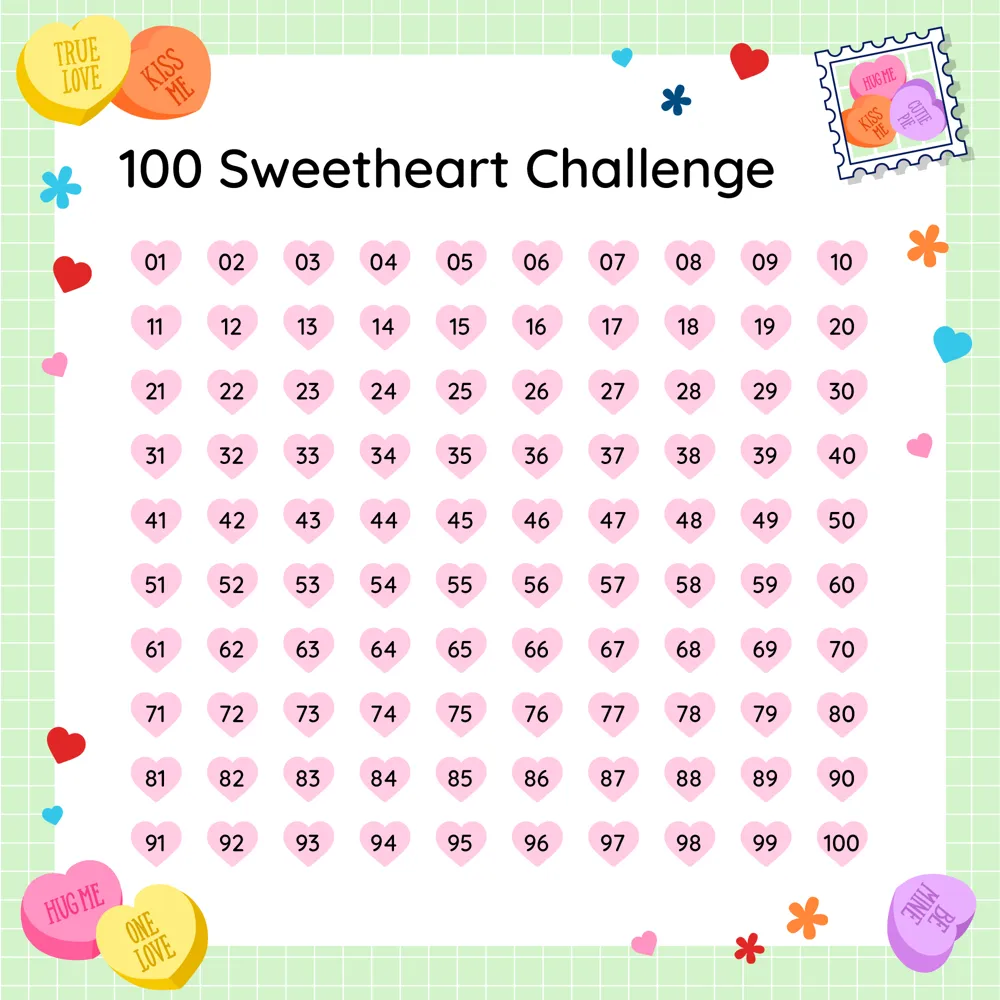 The 100 Sweet Hearts Challenge, Valentine Day Game - Free 3D Print ...