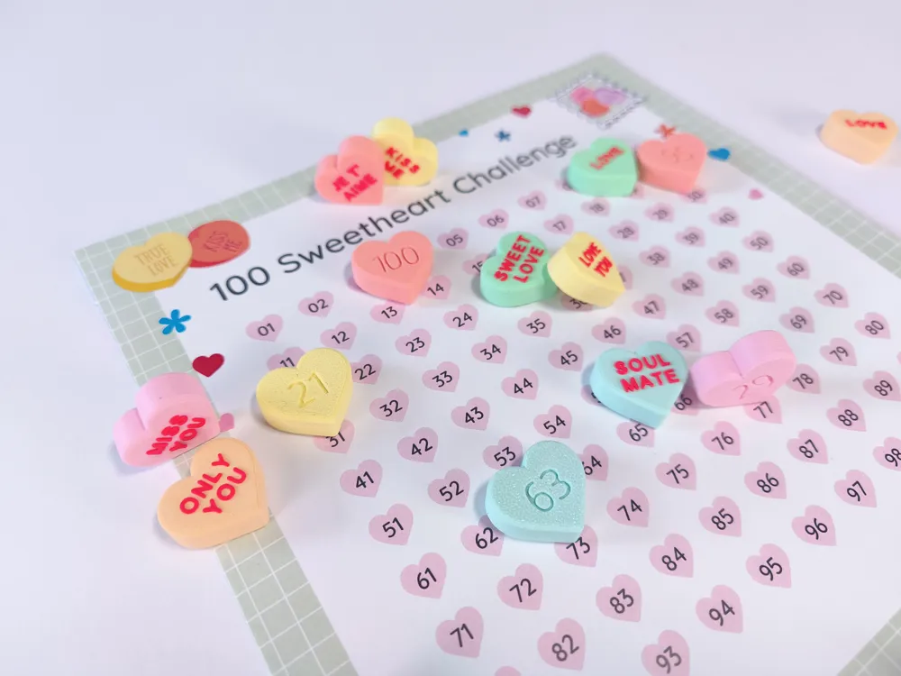 The 100 Sweet Hearts Challenge, Valentine Day Game - Free 3D Print ...