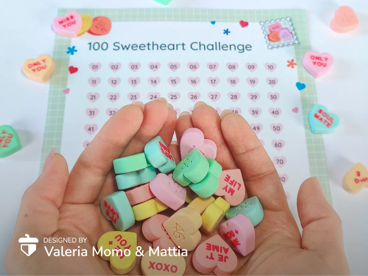 The 100 Sweet Hearts Challenge, Valentine Day Game - Free 3D Print ...