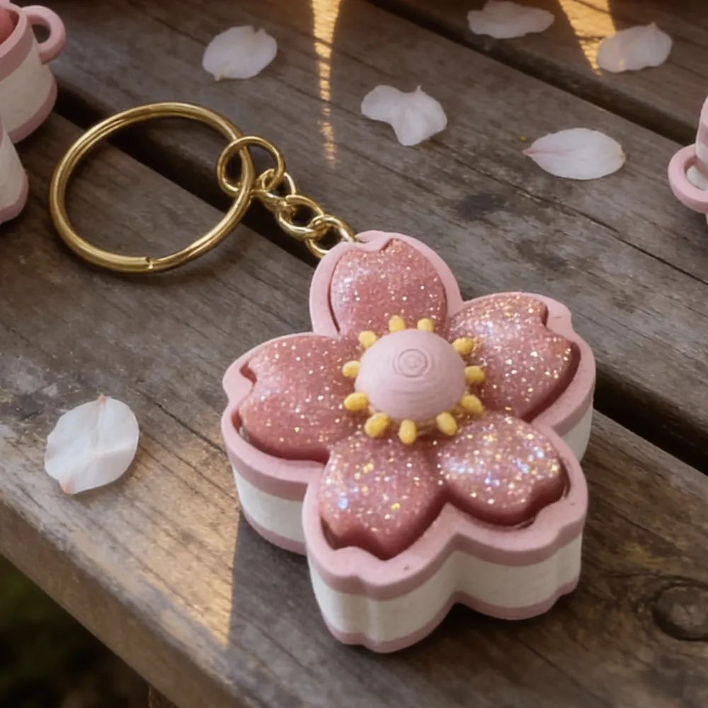 Sakura Slow Clicker Keychain / keychain - Free 3D Print Model - MakerWorld