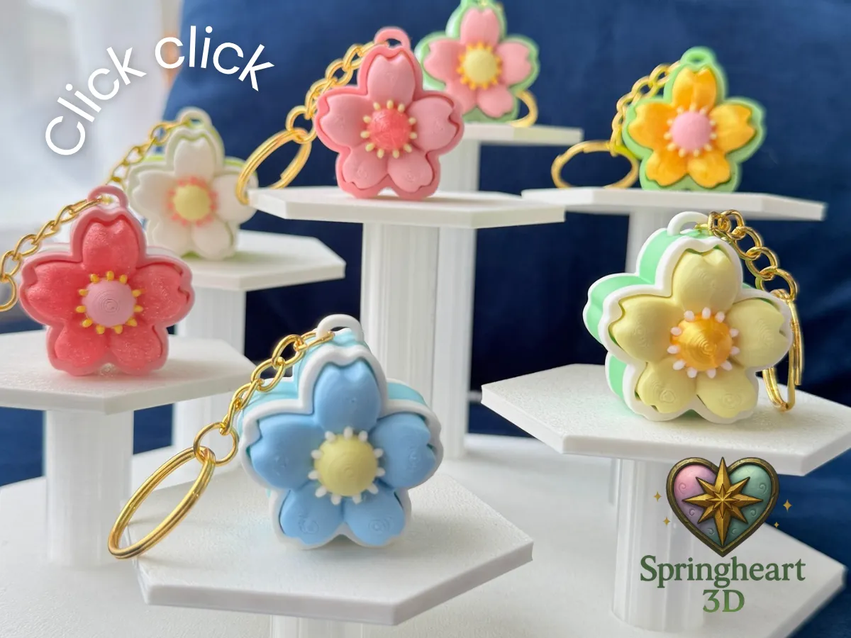 Sakura Slow Clicker Keychain / keychain - Free 3D Print Model - MakerWorld