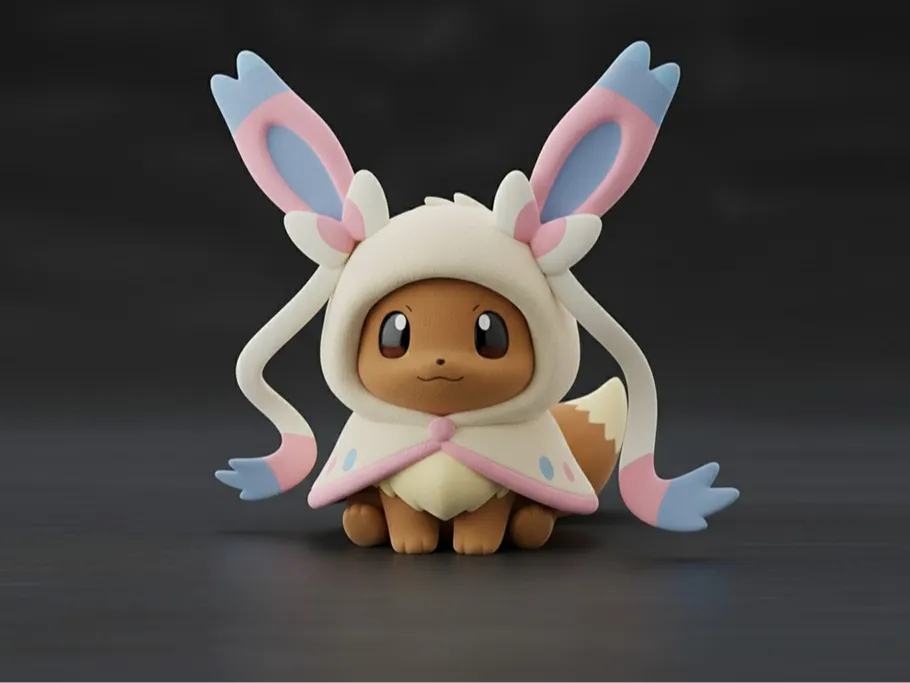 Eevee Chibi with Sylveon Cape Pokemon by 3D RayKyros MakerWorld ...