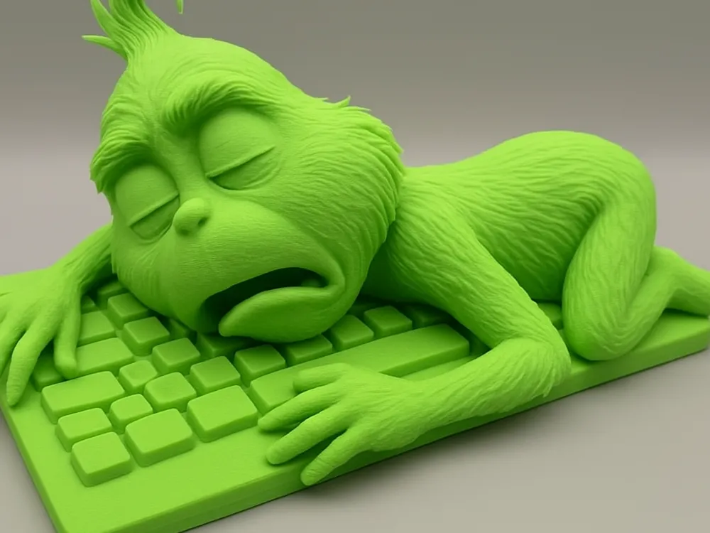 Sleeping Grinch on Keyboard – Exhausted Edition - Free 3D Print Model ...