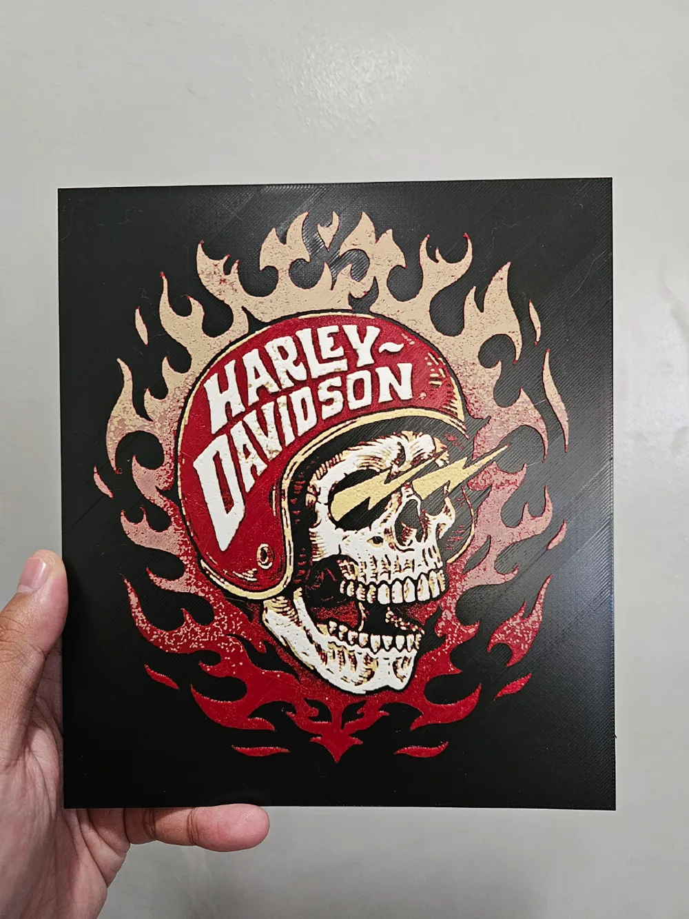 Harley Davidson Skull Fire Hueforge by Loki - MakerWorld