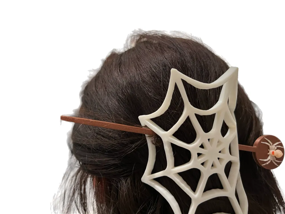Spider Web Hair Pin Clip Barrette - Free 3D Print Model - MakerWorld
