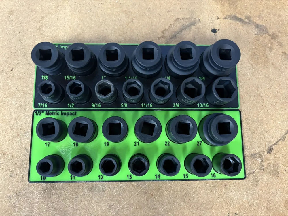 Quinn Metric 1/2" Impact Socket Holder Gridfinity by RobNordic MakerWorld: Download Free 3D Models