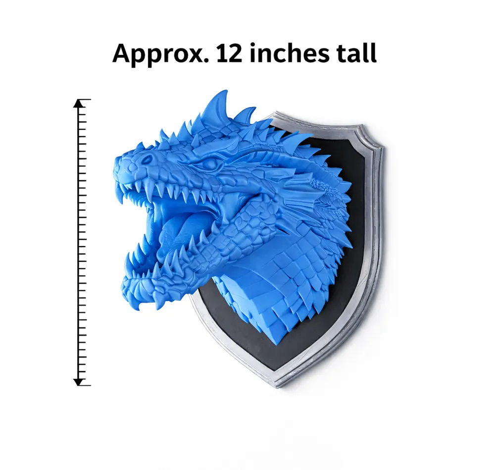 Wall Mounted Dragon Head – Fantasy Trophy Decor - Free 3D Print Model ...