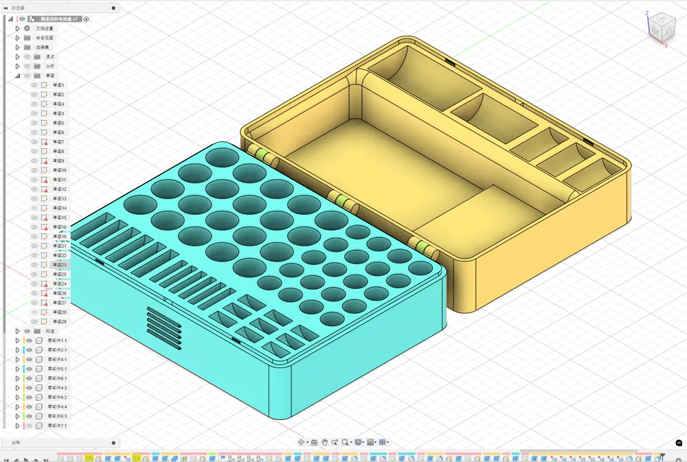 Print in Place, no supports / Large Capacity Battery Storage Box for 5/7/CR2450/CR2032/LR44 ...