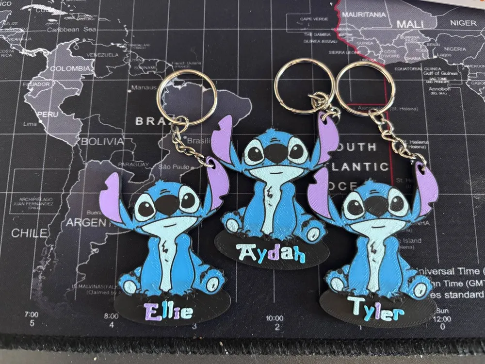Stitch Custom Keychain - Free 3D Print Model - MakerWorld