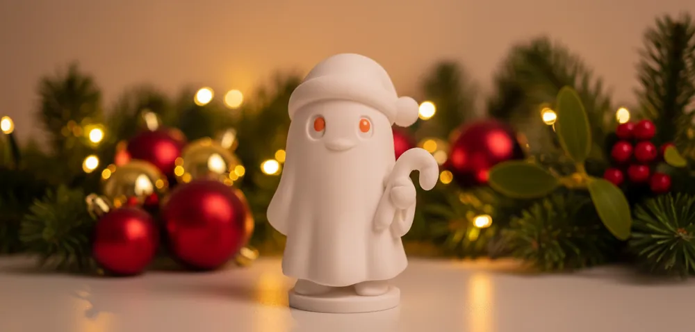 Ghost with Candy Cane and Santa Hat Christmas - Free 3D Print Model ...