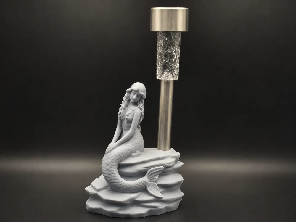 Mermaid Solar Light Holder - Free 3D Print Model - MakerWorld