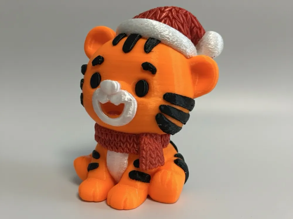 Cute Christmas tiger with knitted outfit by INDIGO MakerWorld: Download ...
