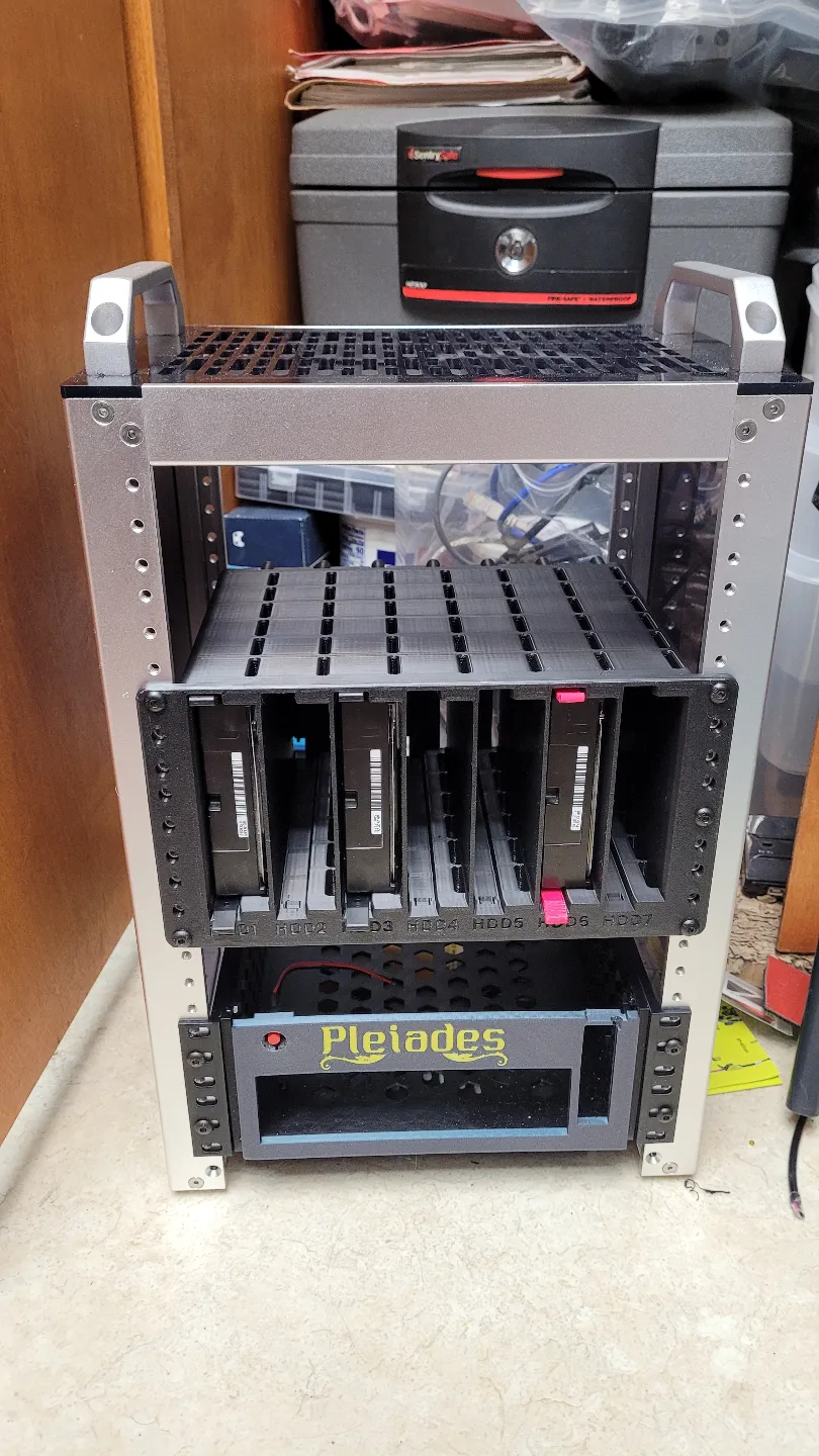 Seven bay NAS shelf for 10 inch mini rack, 3U by RagingRoosevelt MakerWorld: Download Free 3D Models