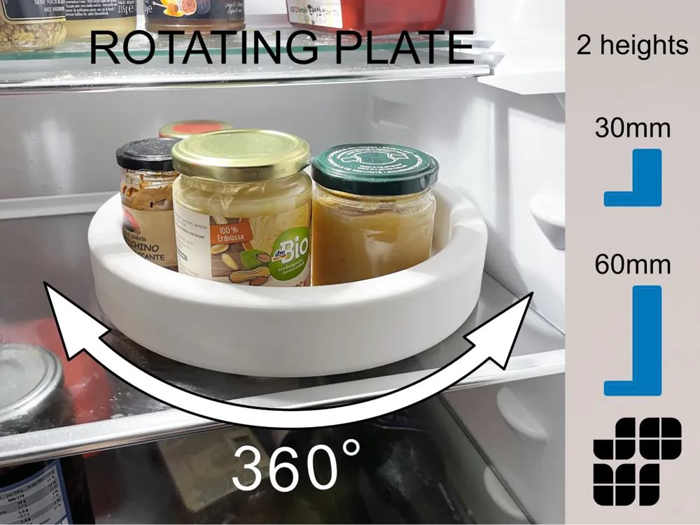 Rotating Plate (fridge, organizer, spices, ...) - Free 3D Print Model ...