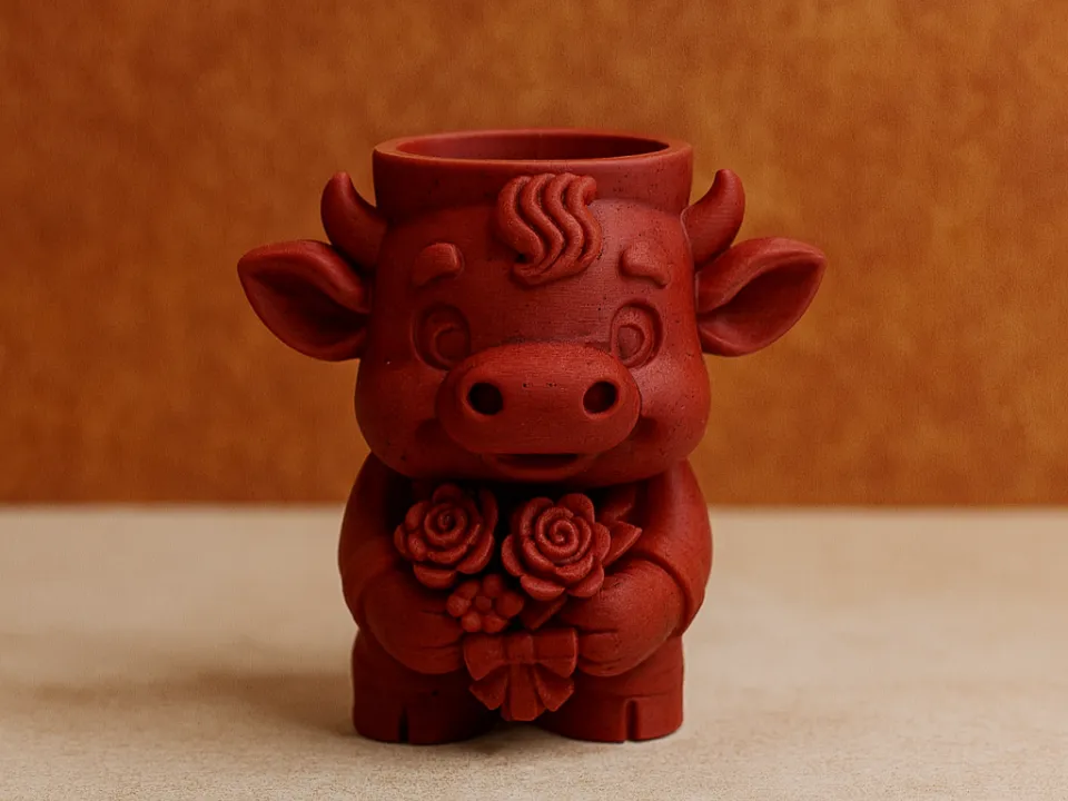 Heartfelt Flower Cow Planter - Free 3D Print Model - MakerWorld