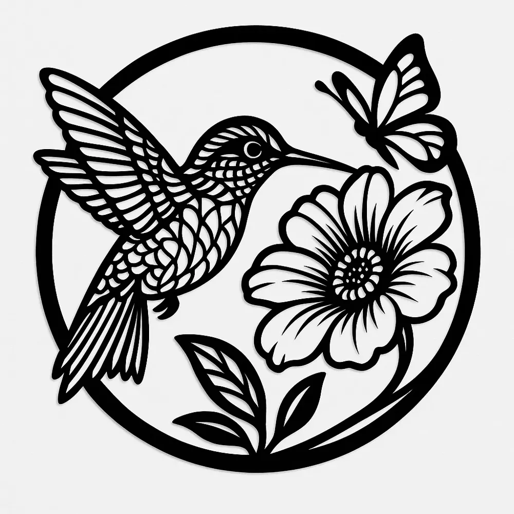 Hummingbird and Flower Wall Art Decoration - Free 3D Print Model ...
