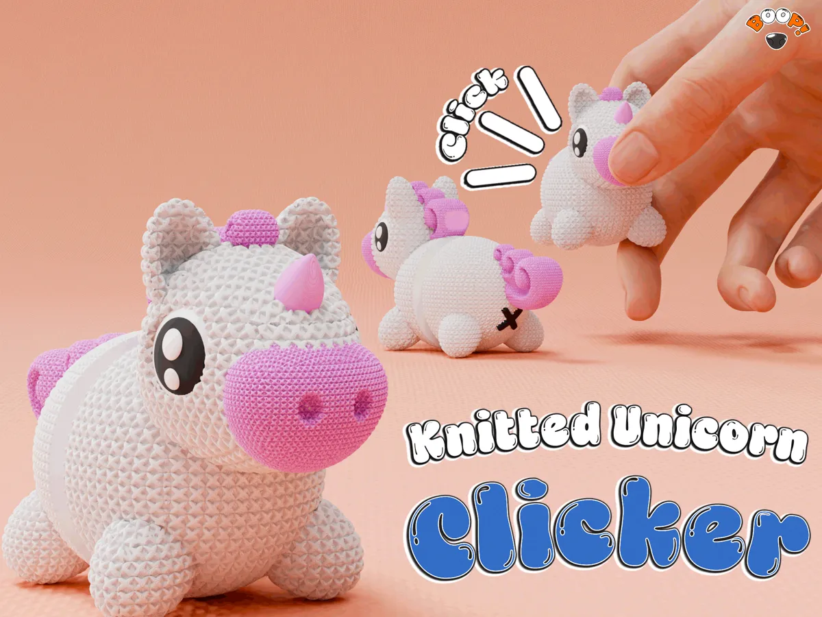 Knitted Unicorn Fidget Clicker + Keychain - Free 3D Print Model ...