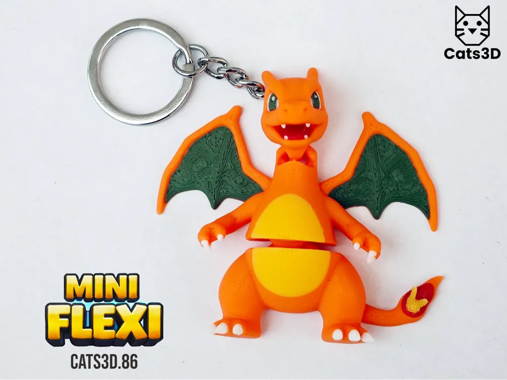 Charizard Mini Flexi Keychain (Pokemon) - Free 3D Print Model - MakerWorld