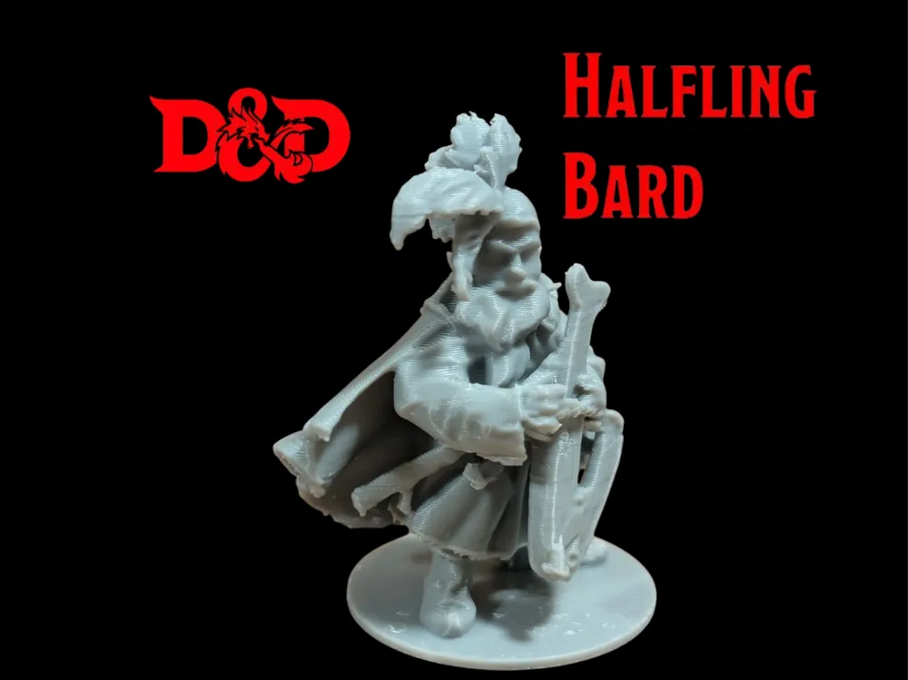 DnD Halfling Bard Miniature - Free 3D Print Model - MakerWorld