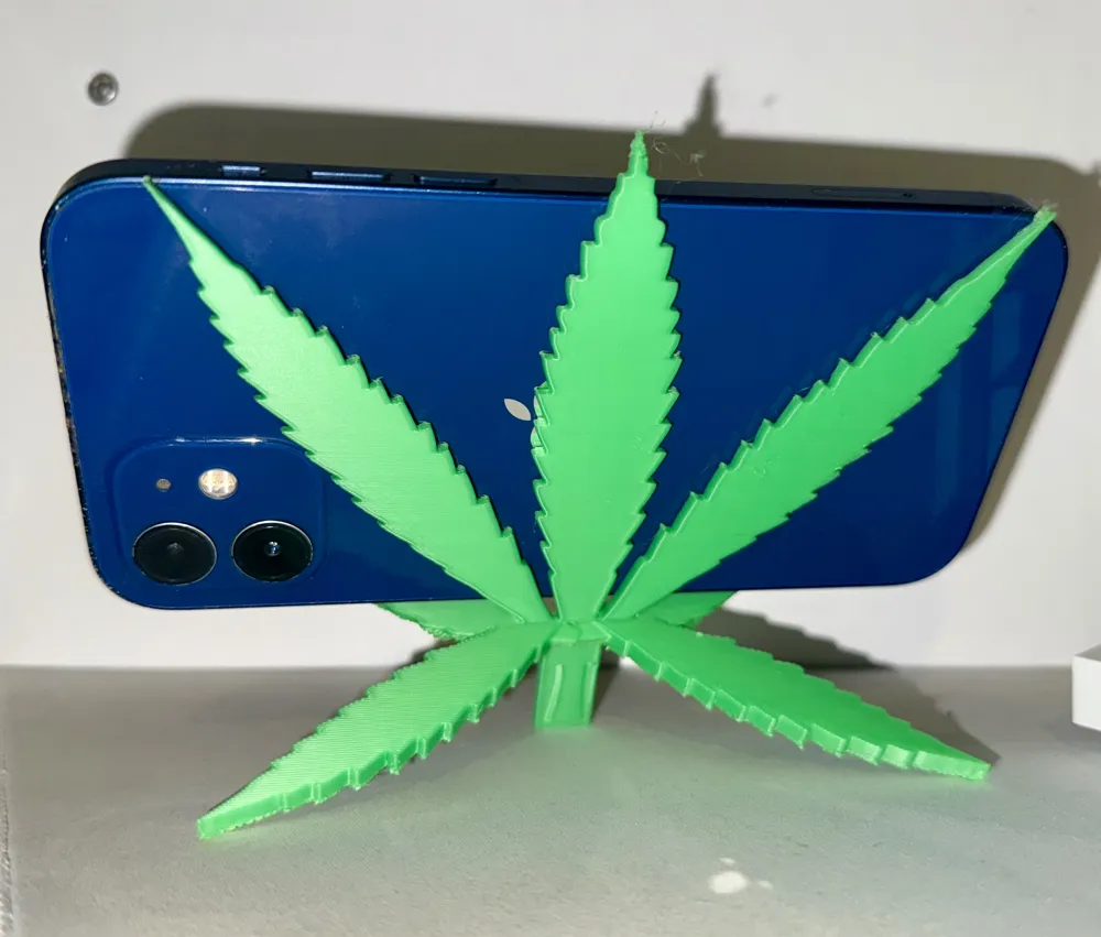 Handy holder Cannabis leaf Weed - Free 3D Print Model - MakerWorld