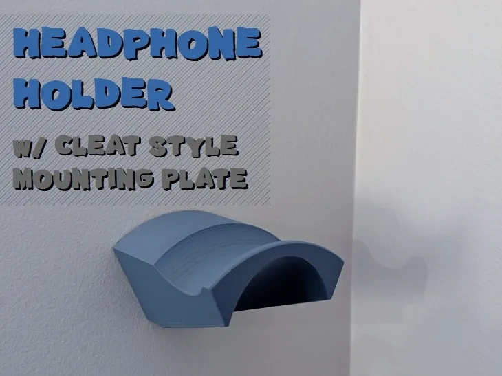 Headphone Holder w/ Cleat Style Mounting Plate - Free 3D Print Model ...