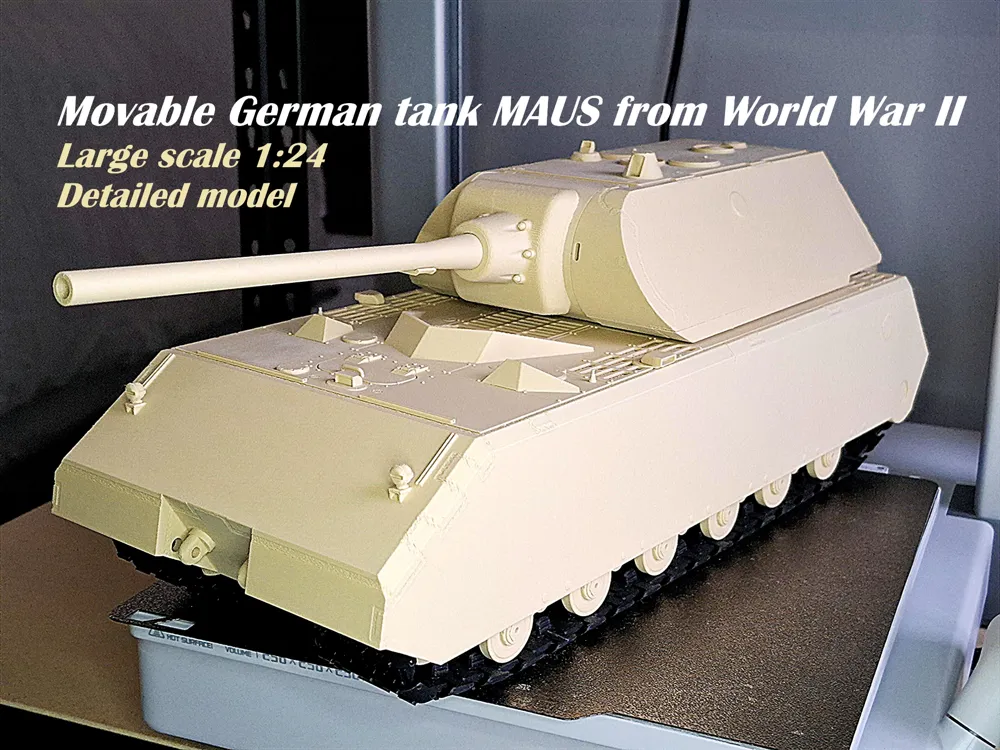 NEW Movable German WW2 Tank MAUS, Large Scale 1:24 - Free 3D Print ...