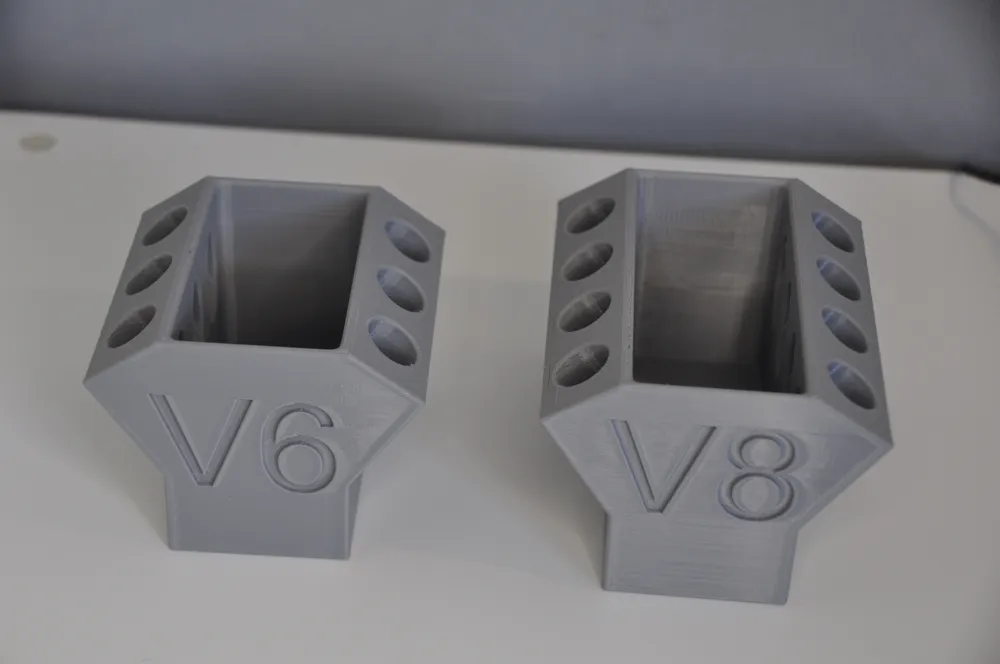 V8 & V6 engine block Pencil Holder - Free 3D Print Model - MakerWorld